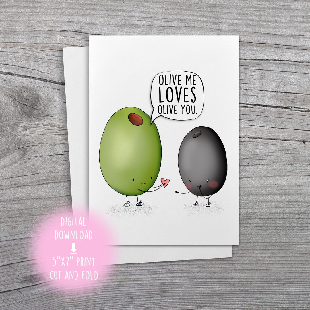 Olive You Card, Anniversary Card, Valentines Day Card, Printable Card ...