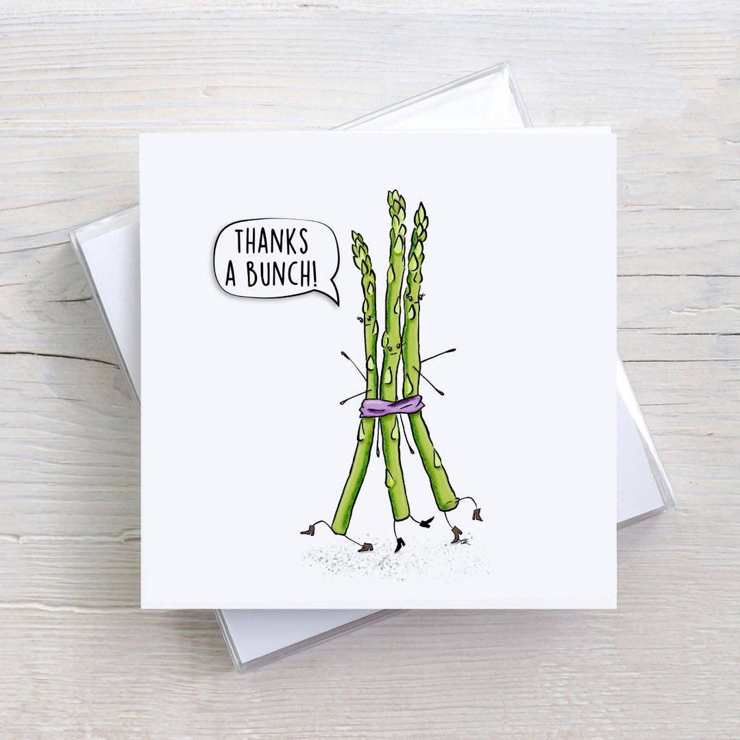 Thanks a Bunch Card, Thank You Card, Pun Cards, Funny Card, Food Puns ...
