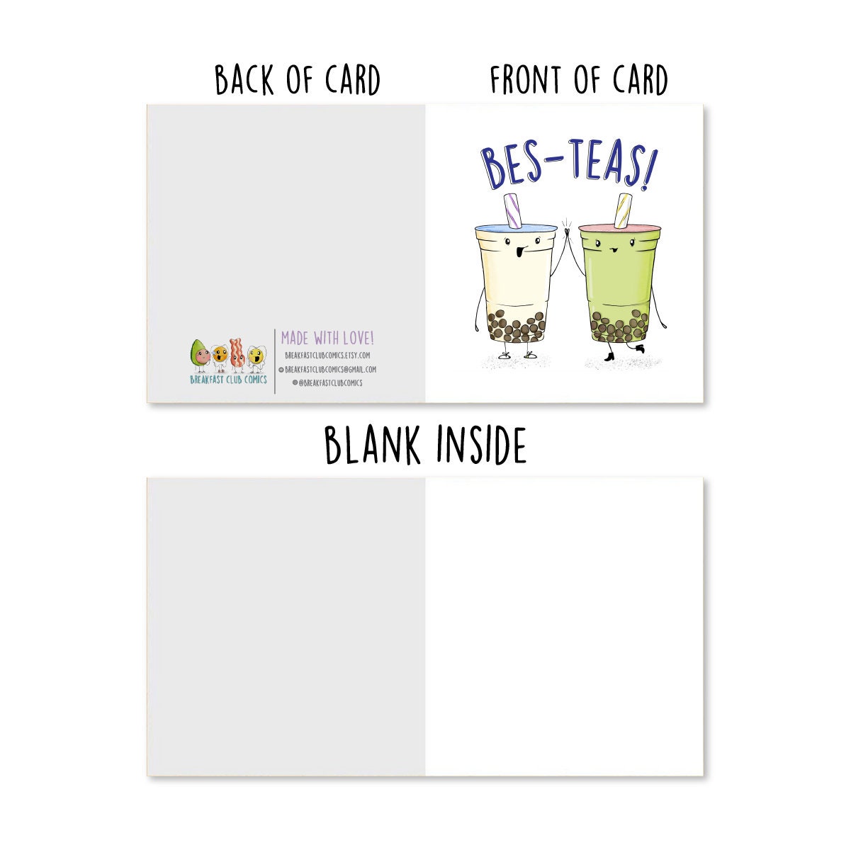 Bes-teas Card Pun Cards Friend Card Best Friend Gift Food | Etsy