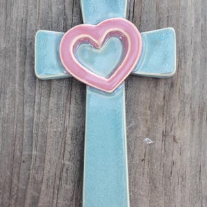 Ceramic Cross With Heart - Handmade Christian Wall Art - Etsy