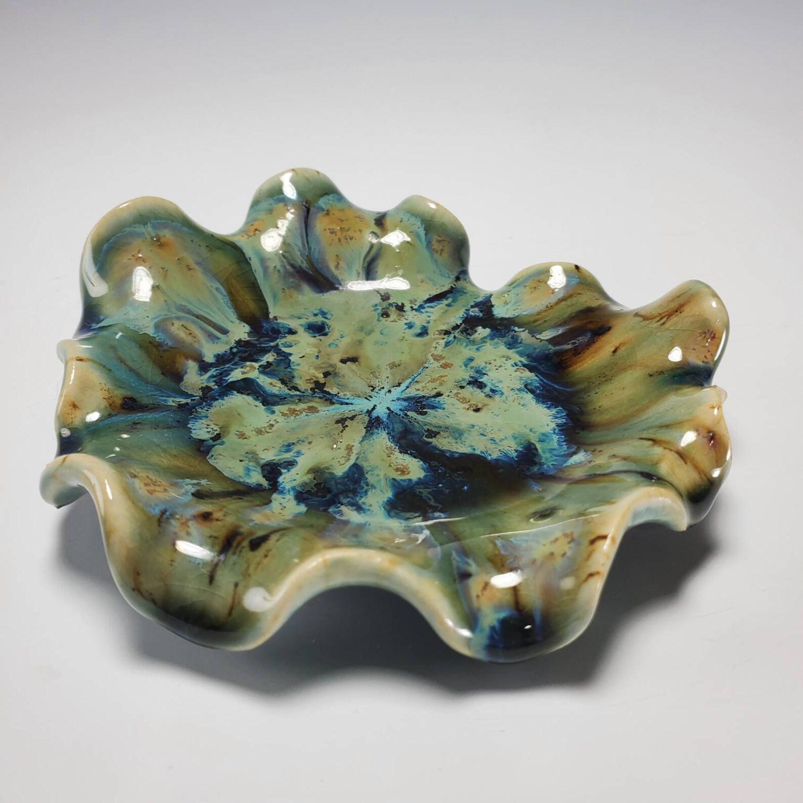 Small Freeformed Decorative Ceramic Fluted Trinket Dish | Etsy