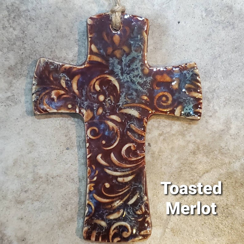 Ceramic Cross Ornament Handmade Textured Pottery Wall Art - Etsy