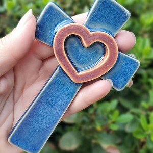 Ceramic Cross With Heart - Handmade Christian Wall Art - Etsy