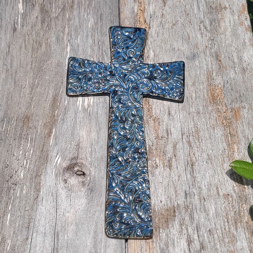 Ceramic Cross Ornament Handmade Textured Pottery Wall Art - Etsy