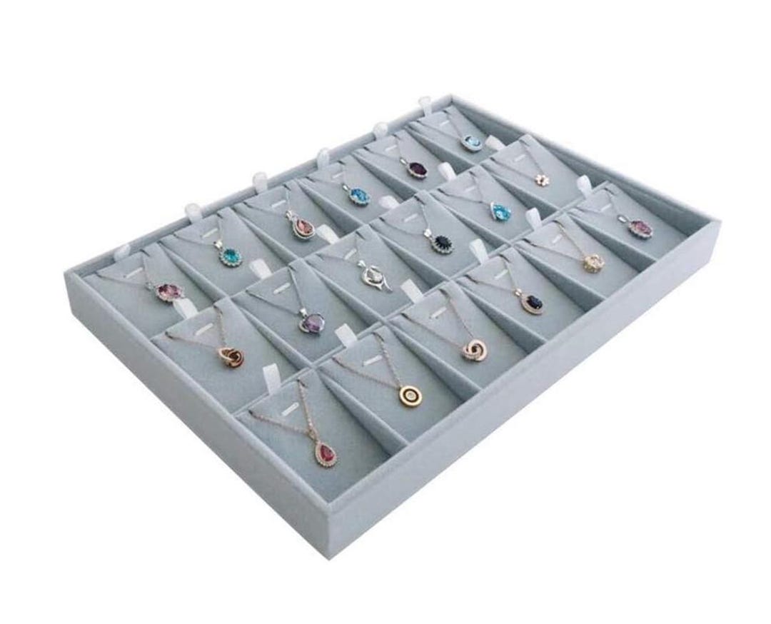 18 Slot Premium Velvet Necklace Storage Tray for Jewelry Stackable ...