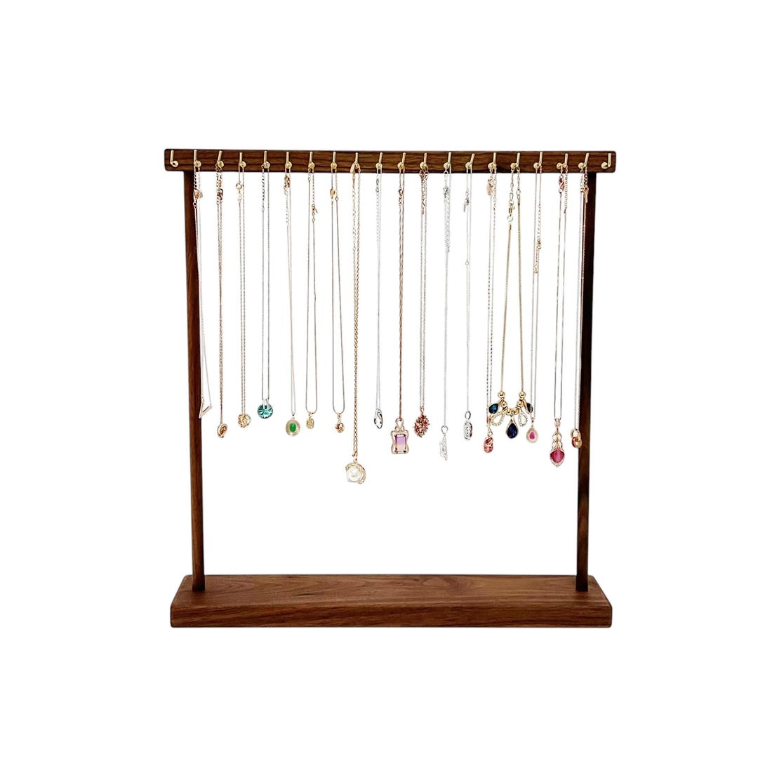 Necklace Stand Jewelry Stand Walnut Timber Necklace Organizer Solid ...