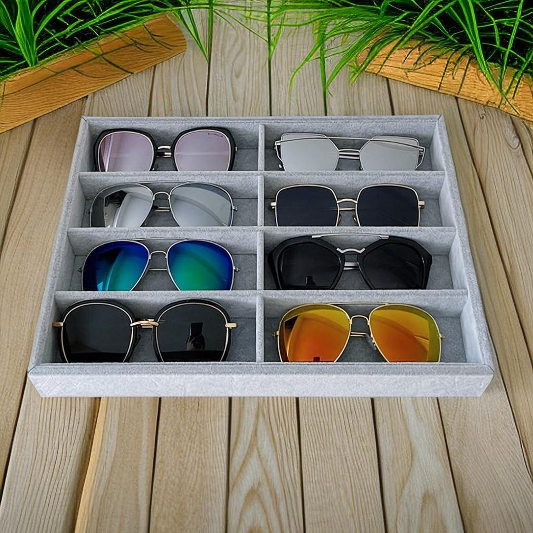 8 Slot Premium Velvet Jewelry Storage Tray for Sunglasses Eyewear ...