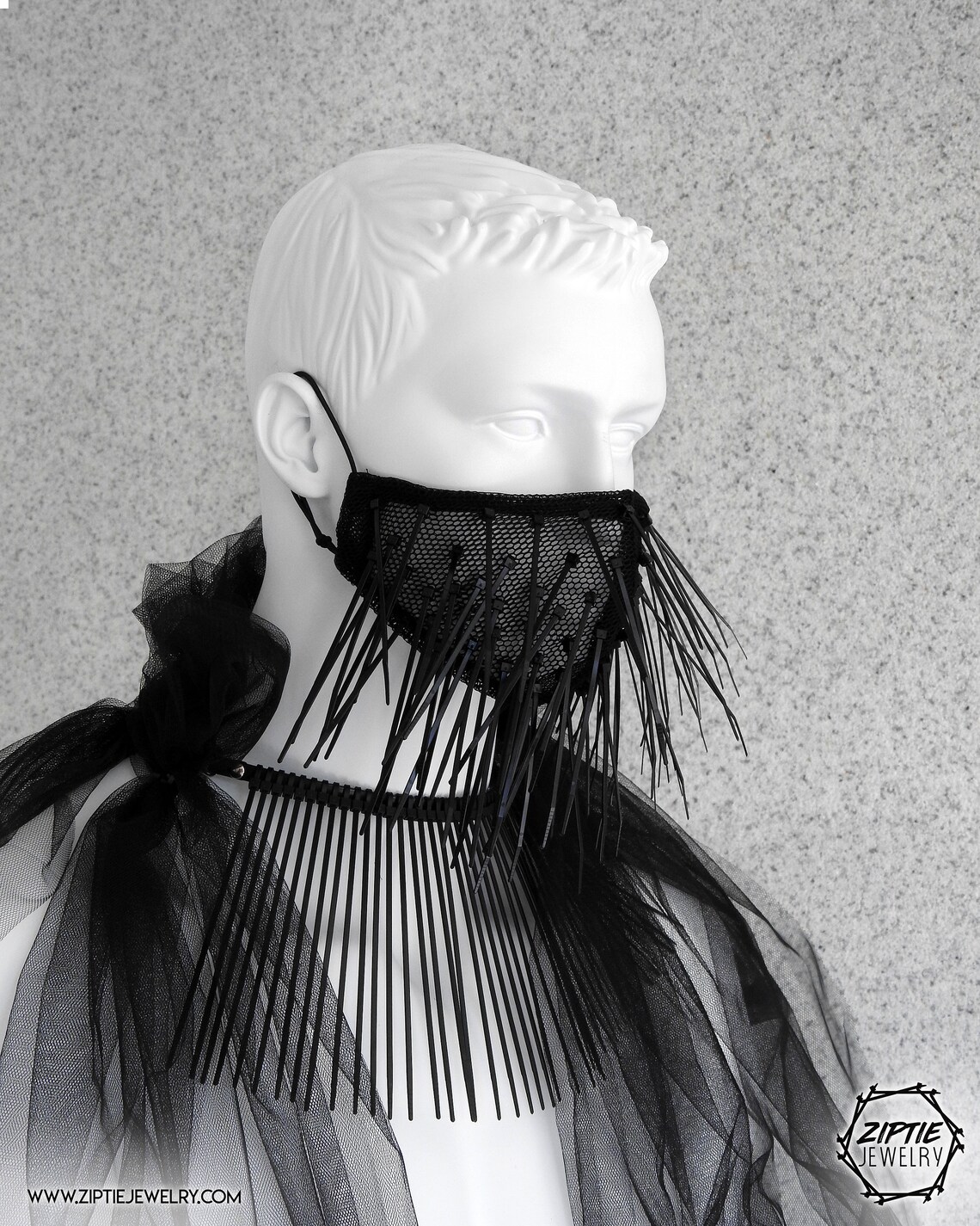 Black Spike Mask /zip Tie Super Breathable Spike Mask - Etsy
