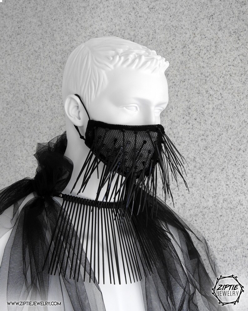 Black Spike Mask /zip Tie Super Breathable Spike Mask - Etsy