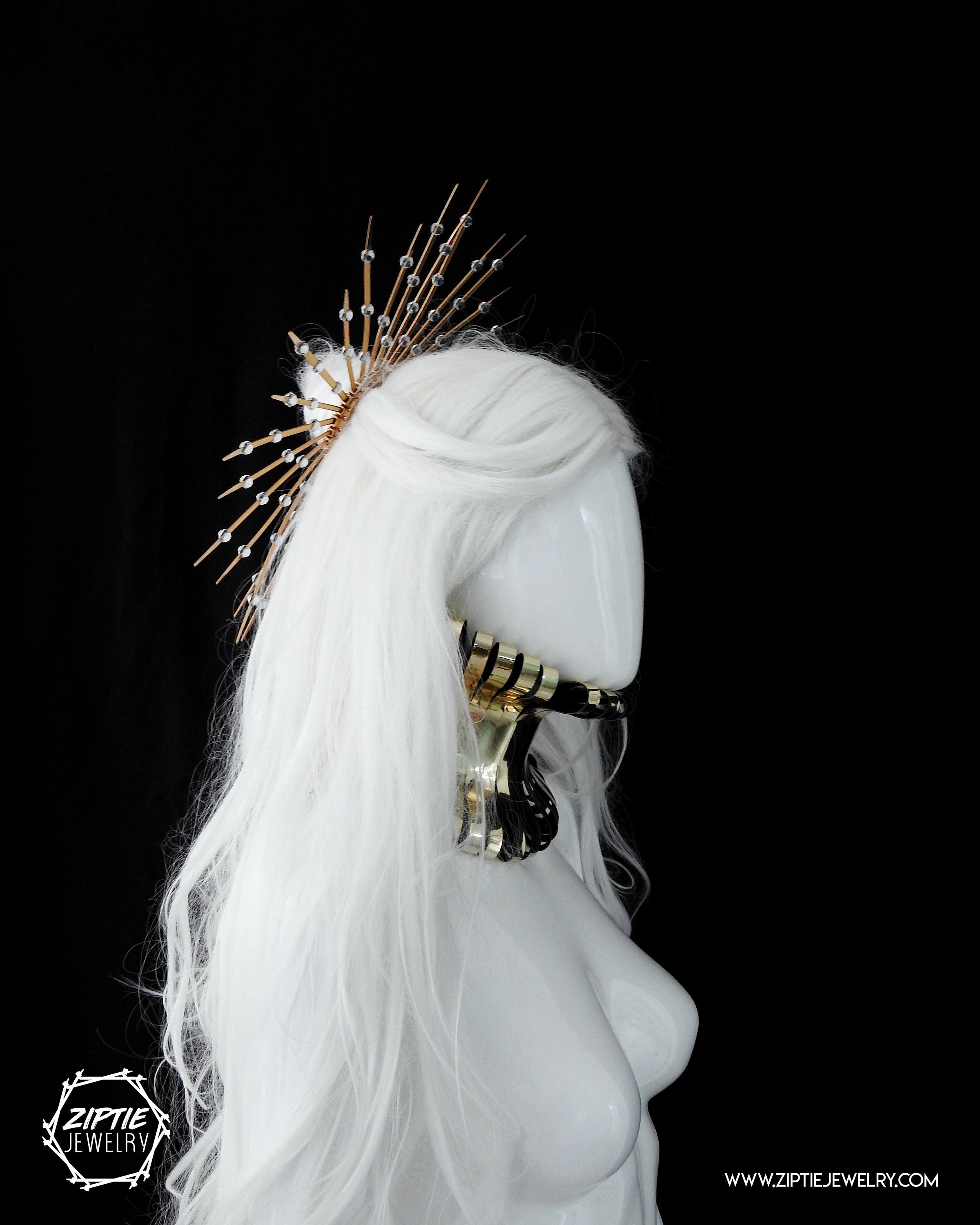 Sun Halo Headdress / Gold Halo Hair Bun Band With Rhinestones - Etsy ...