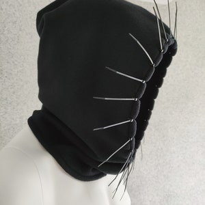 Winter Black Hood / Zip Tie Unisex Hooded Scarf / Warm Fleece Headcover ...