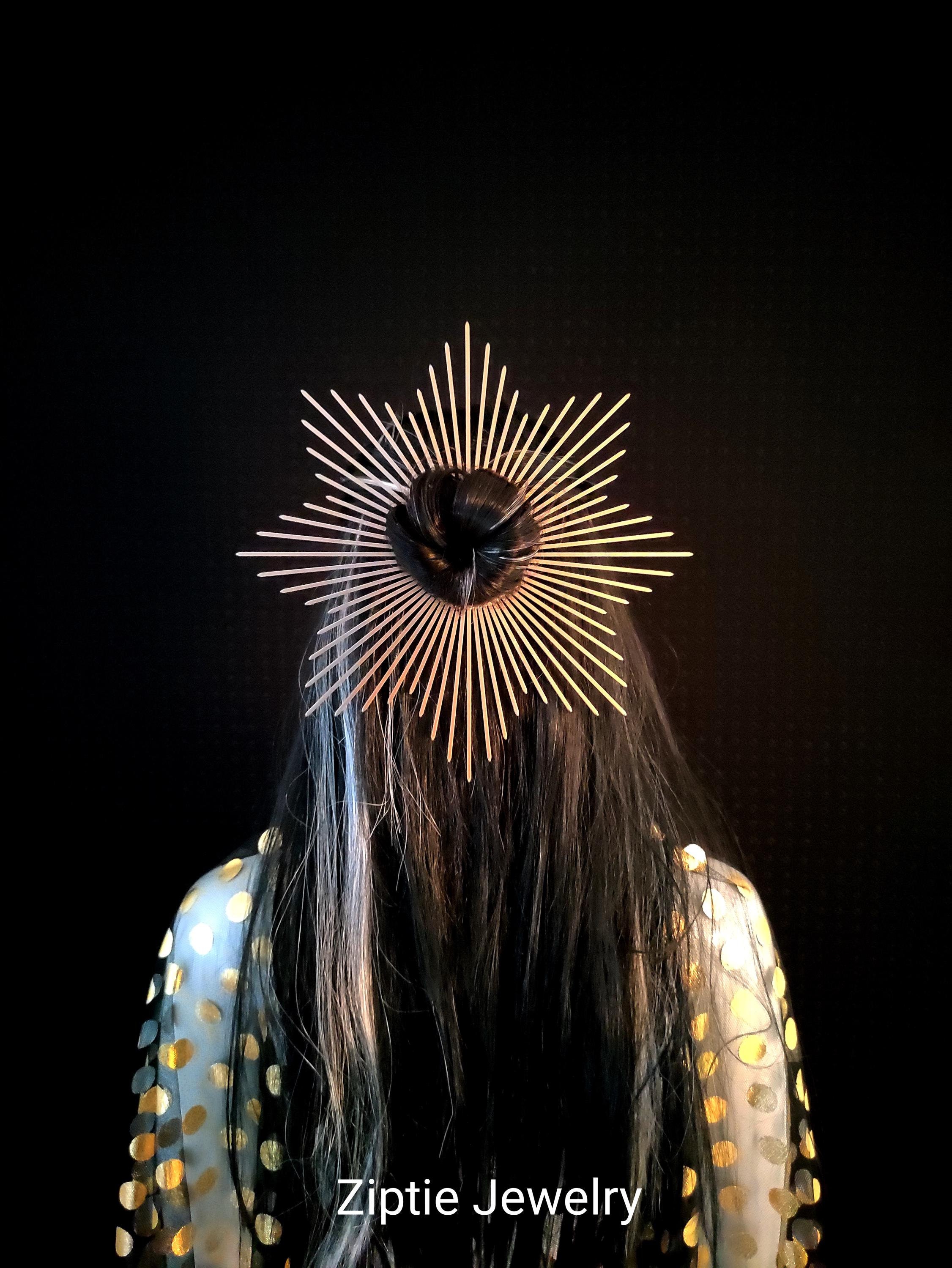 Gold Spike Star Hair Bun Band | Lightweight Bun Accessory | Unique Head ...