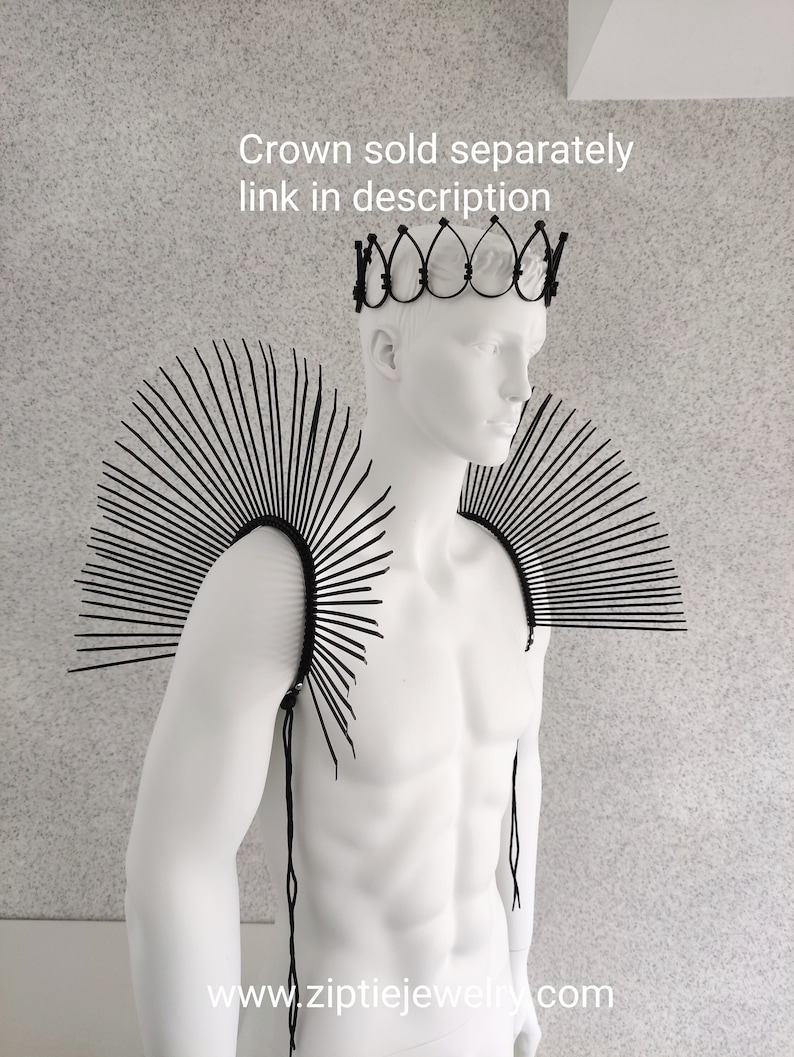 Fringe Black Epaulettes / Zip Tie Spiked Shoulder Pads / - Etsy