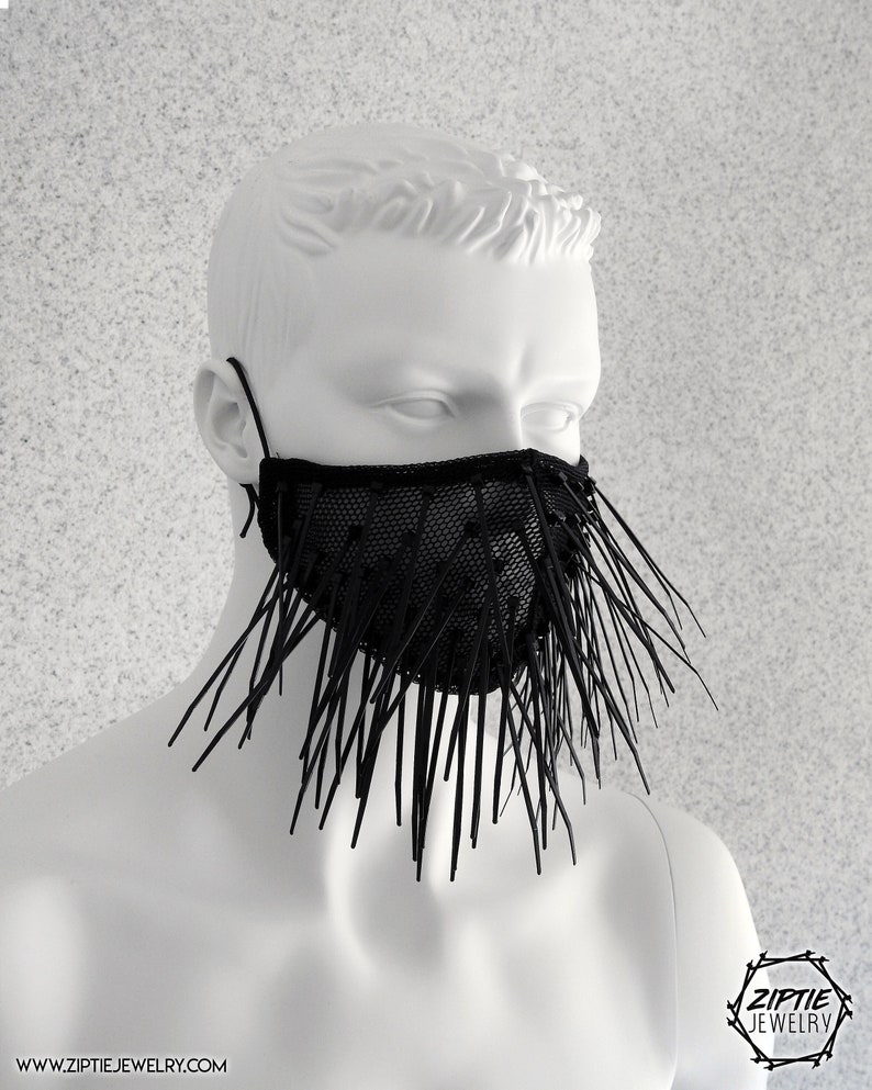 Black Spike Mask /zip Tie Super Breathable Spike Mask - Etsy