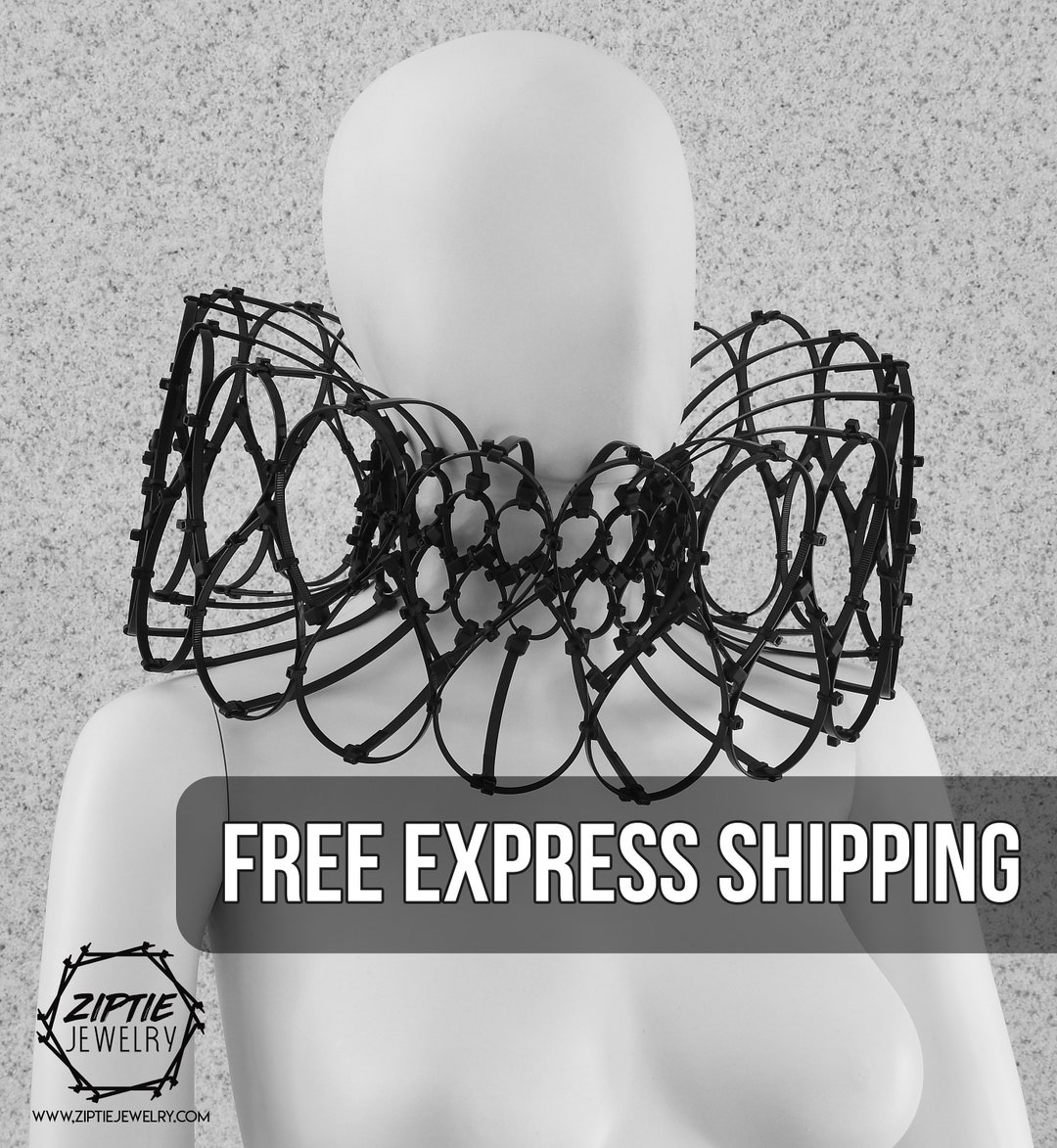 Big Black Futuristic Necklace / Elizabethan Collar Style Zip Tie ...