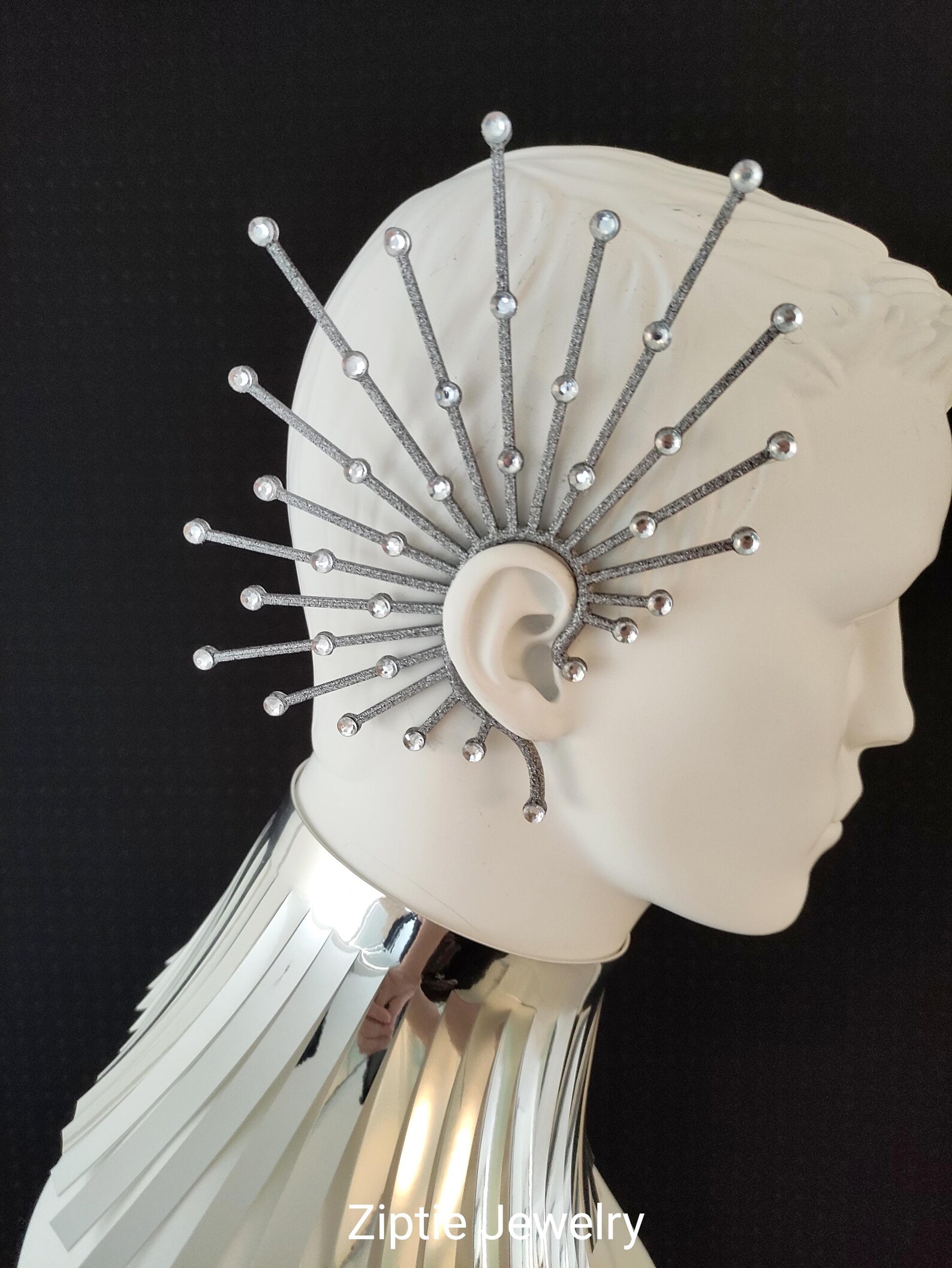 Glitter Silver Rhinestone Halo Ear Cuff - Perfect Jewelry for Weddings ...
