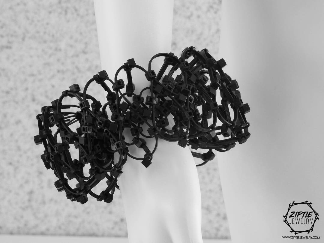 Black Futuristic Bracelet /elizabethan Collar Style Zip Tie Bracelet ...