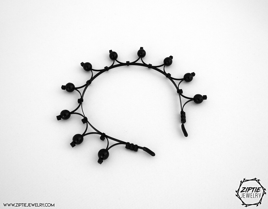 Minimalist Beaded Black Crown/black Crown/halo Crown/halo Headband ...