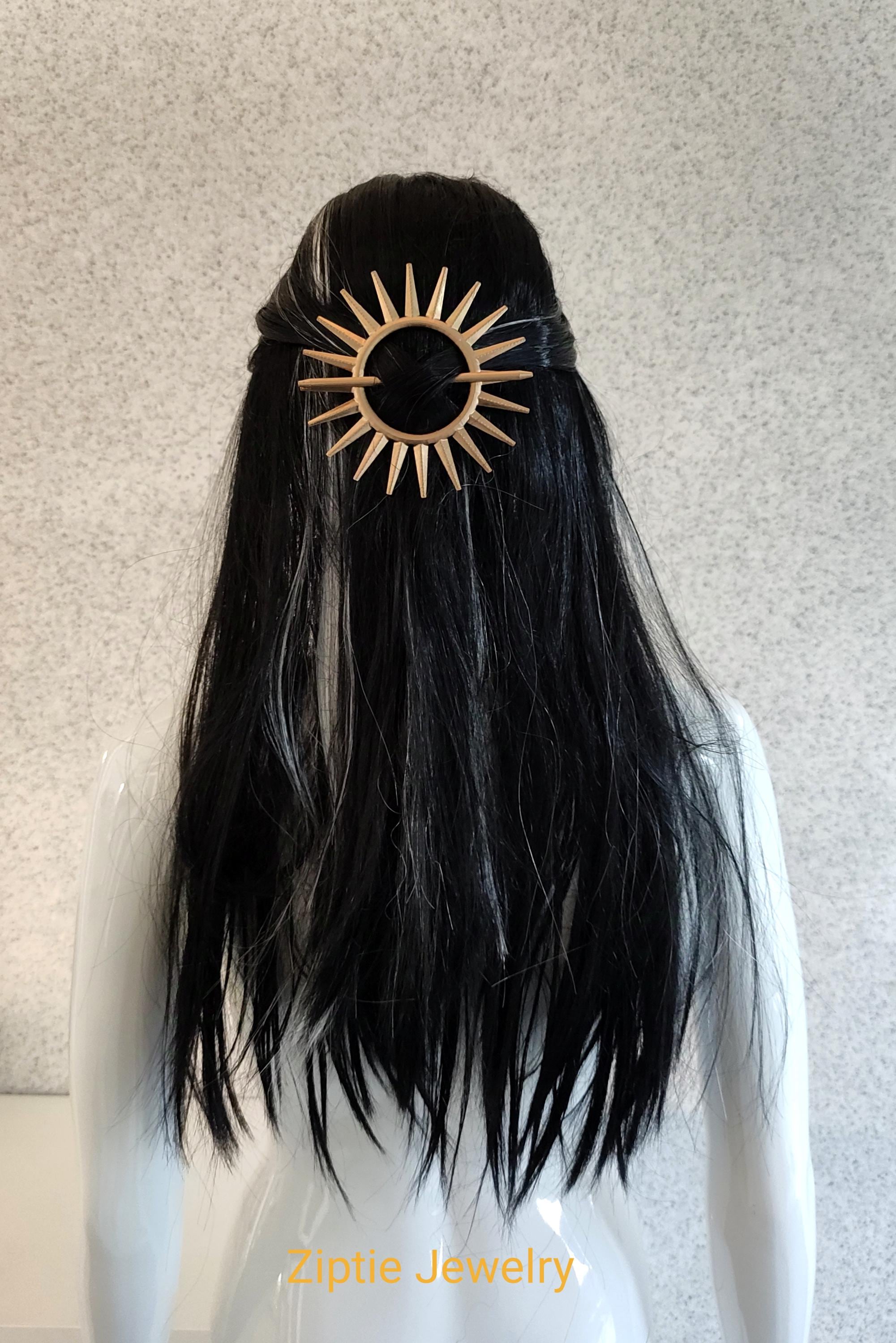 Unique Gold Sunburst Hair Pin - Lightweight, Sturdy & Comfortable 3D ...