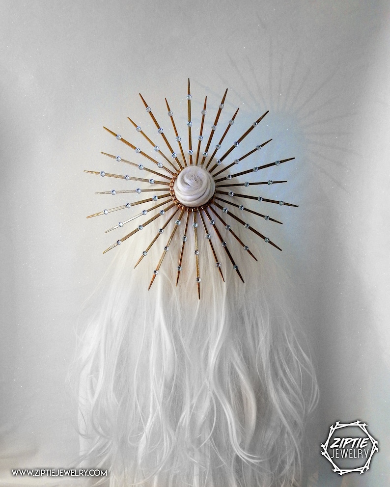 Sun Halo Headdress / Gold Halo Hair Bun Band With Rhinestones - Etsy ...