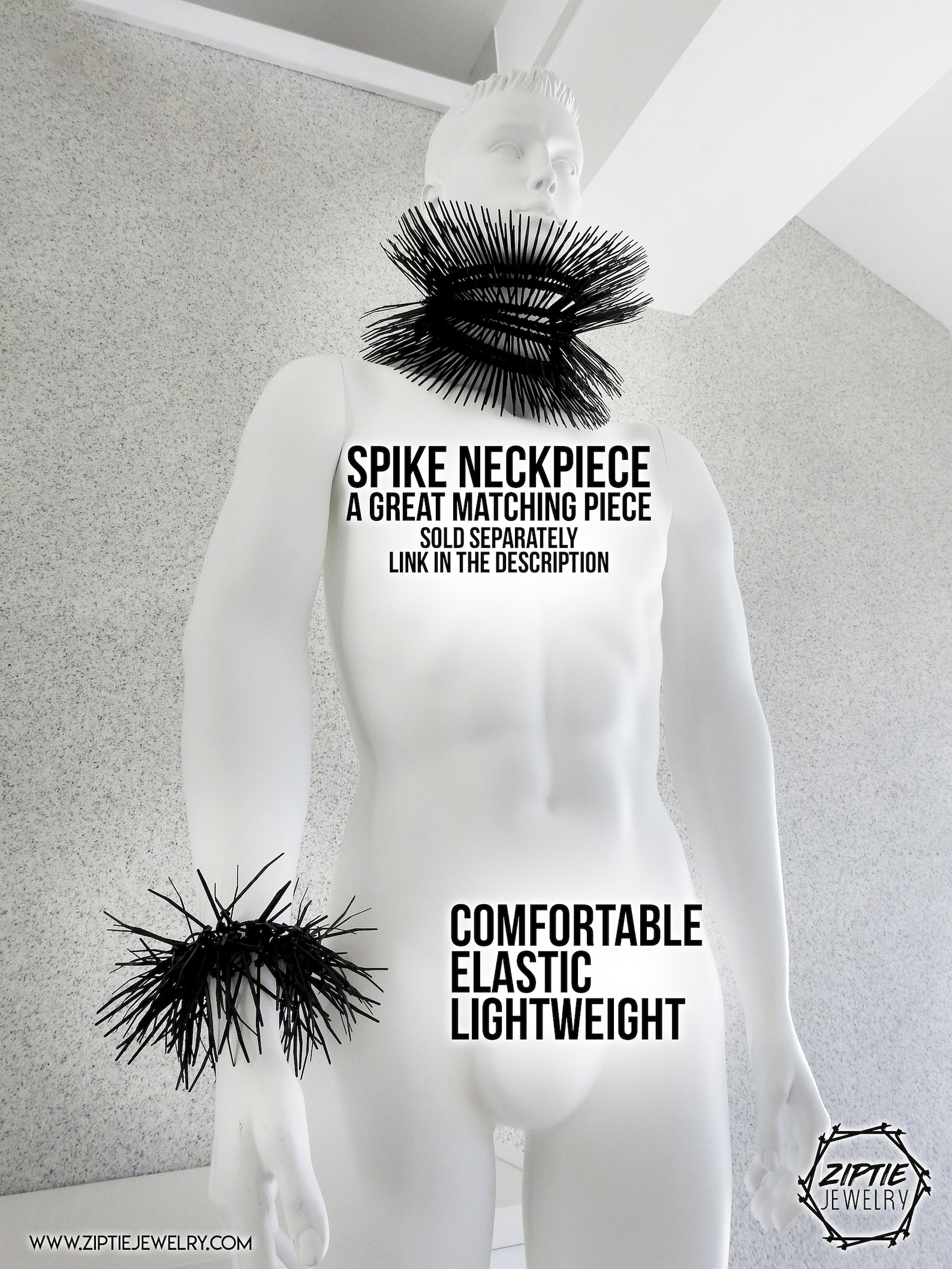 Spike Elastic Bracelet / Black Spike Cuff / Zip Tie Spike Arm - Etsy