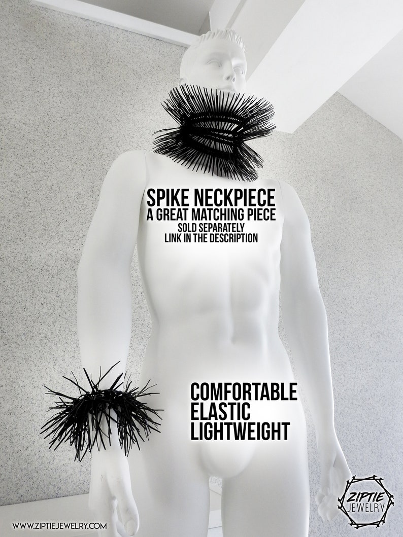 Spike Elastic Bracelet / Black Spike Cuff / Zip Tie Spike Arm Wrap ...