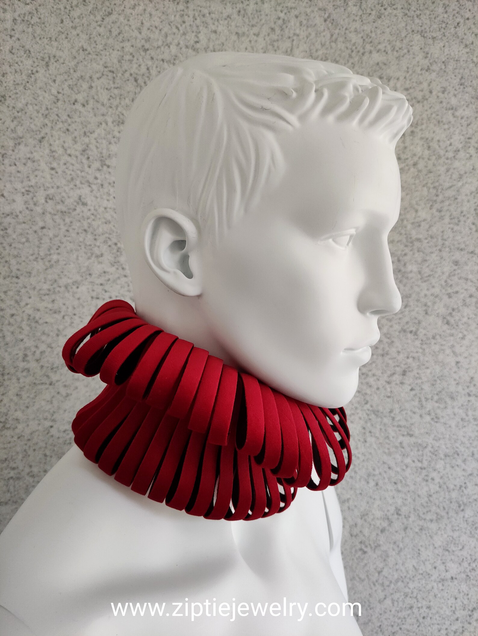 Red Fringe Velvet Choker Collar / Crown / Bib Necklace / Elegant Neck ...