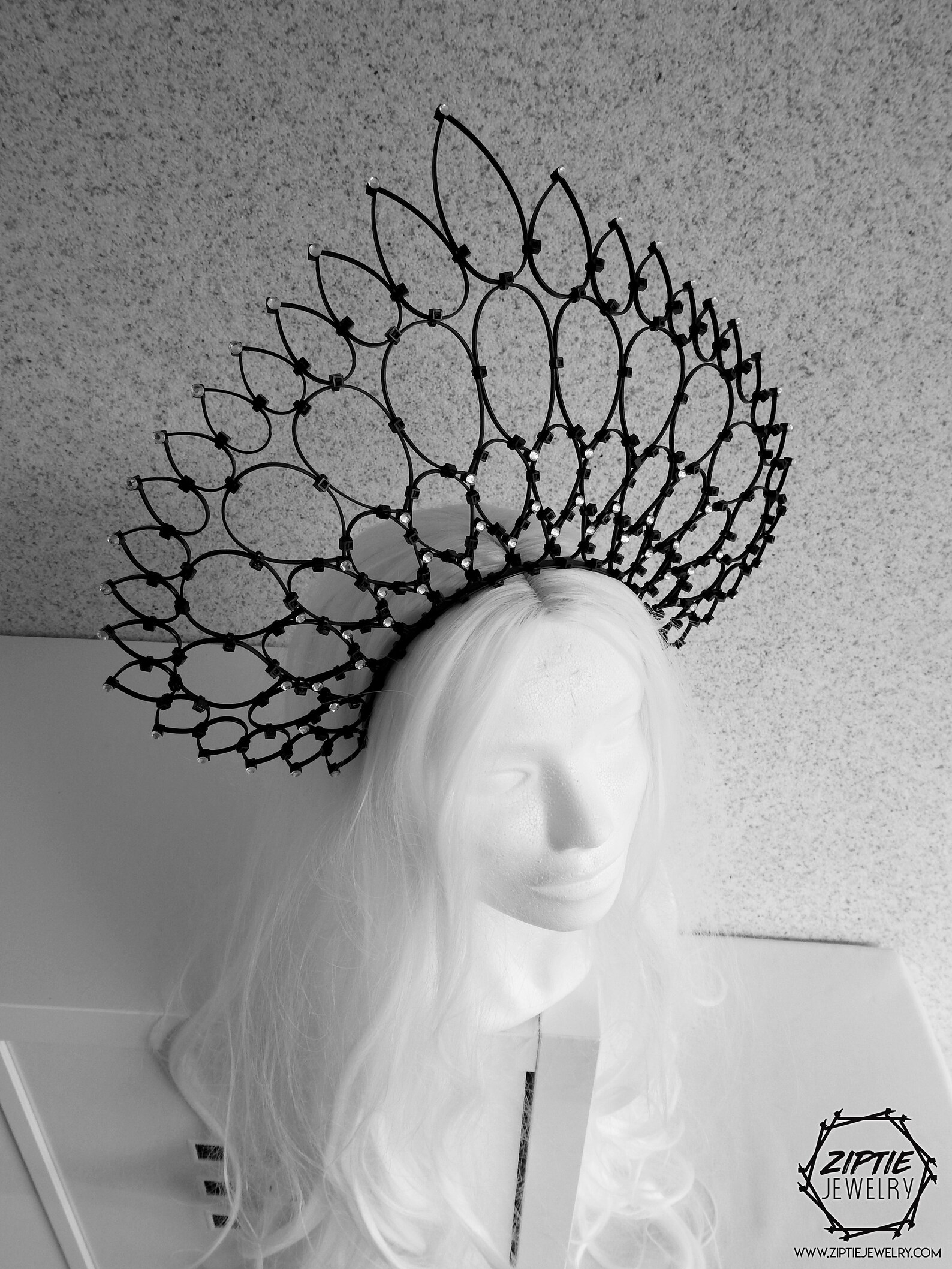 Super Light Black Crown / Zip Tie Halo Crown / Large Headdress / Huge ...
