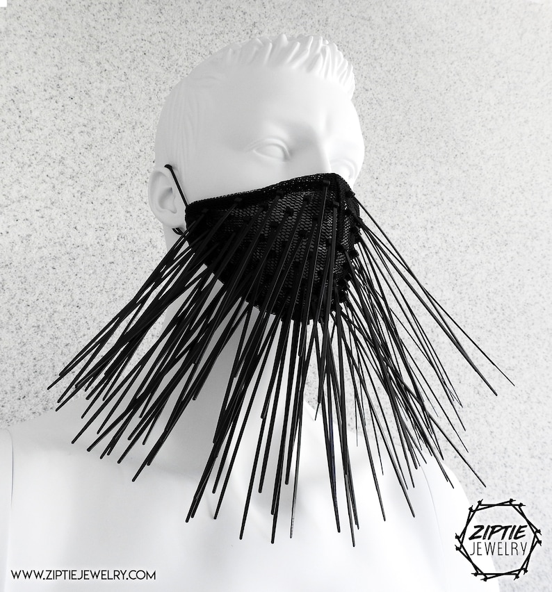 Black Spike Mask /zip Tie Super Breathable Spike Mask - Etsy