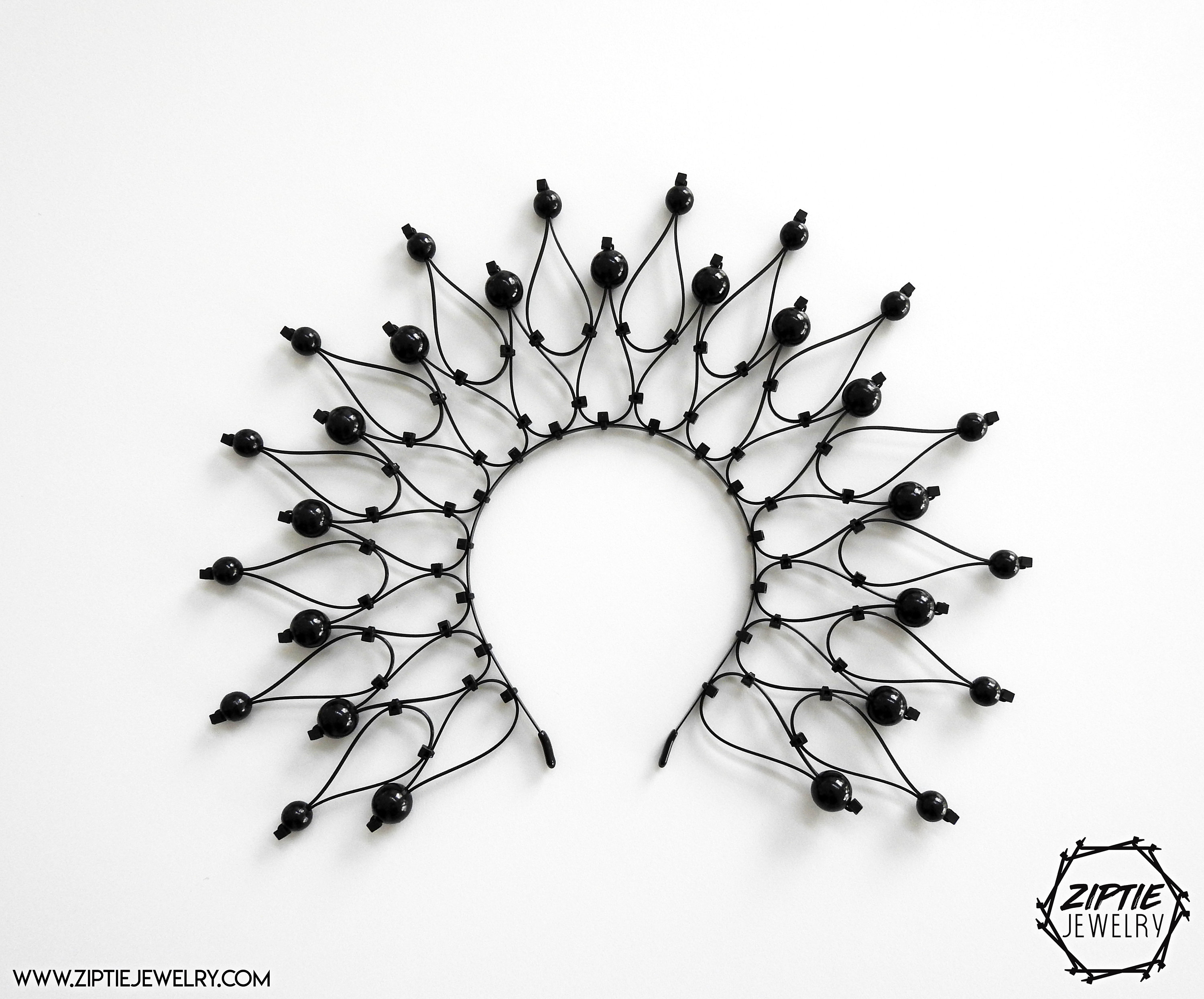 Black Halo Crown / Spike Crown With Beads / Black Tiara / Black ...