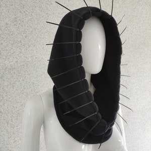 Winter Black Hood / Zip Tie Unisex Hooded Scarf / Warm Fleece Headcover ...
