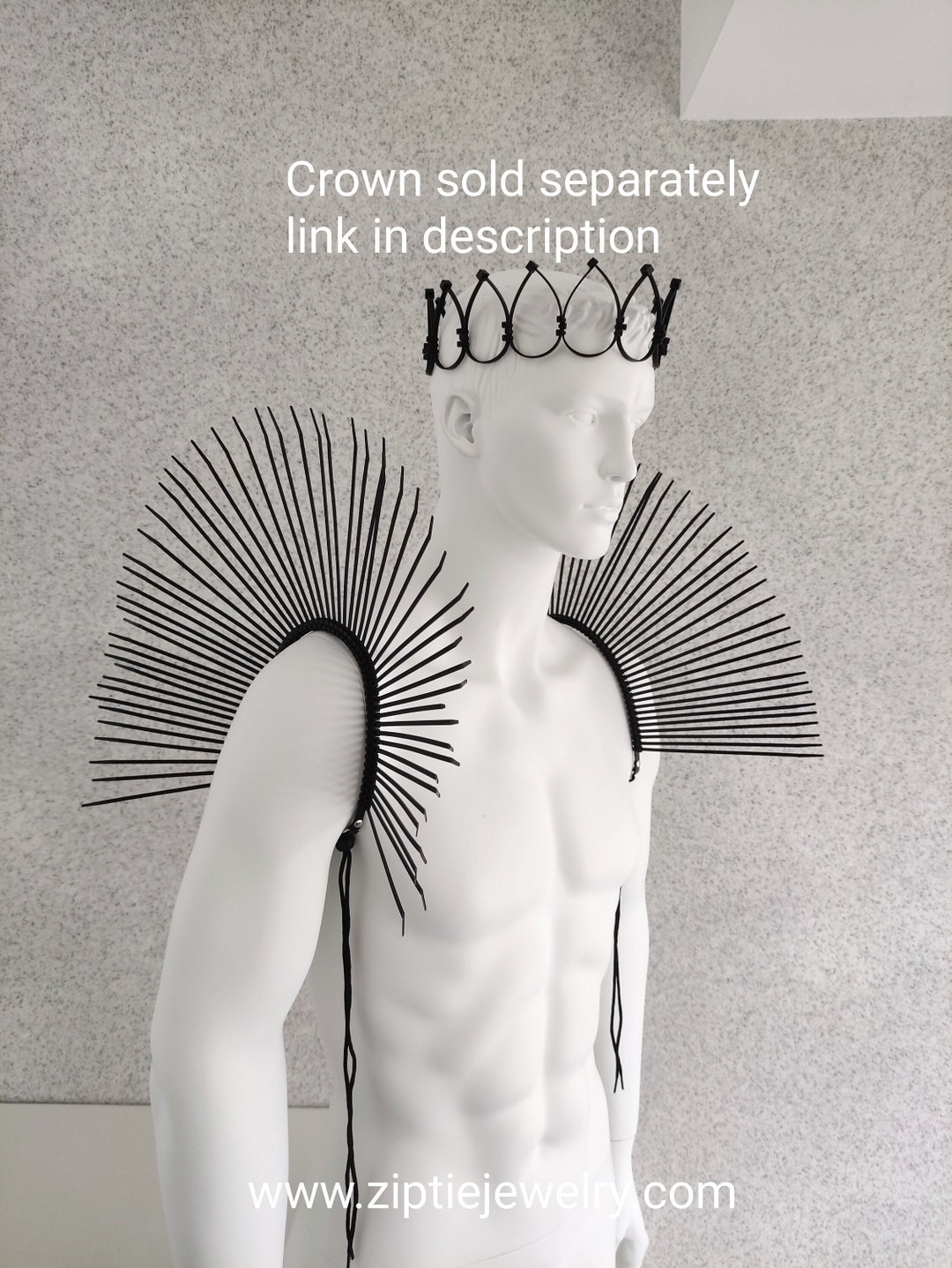 Fringe Black Epaulettes / Zip Tie Spiked Shoulder Pads / Thicker Zip ...