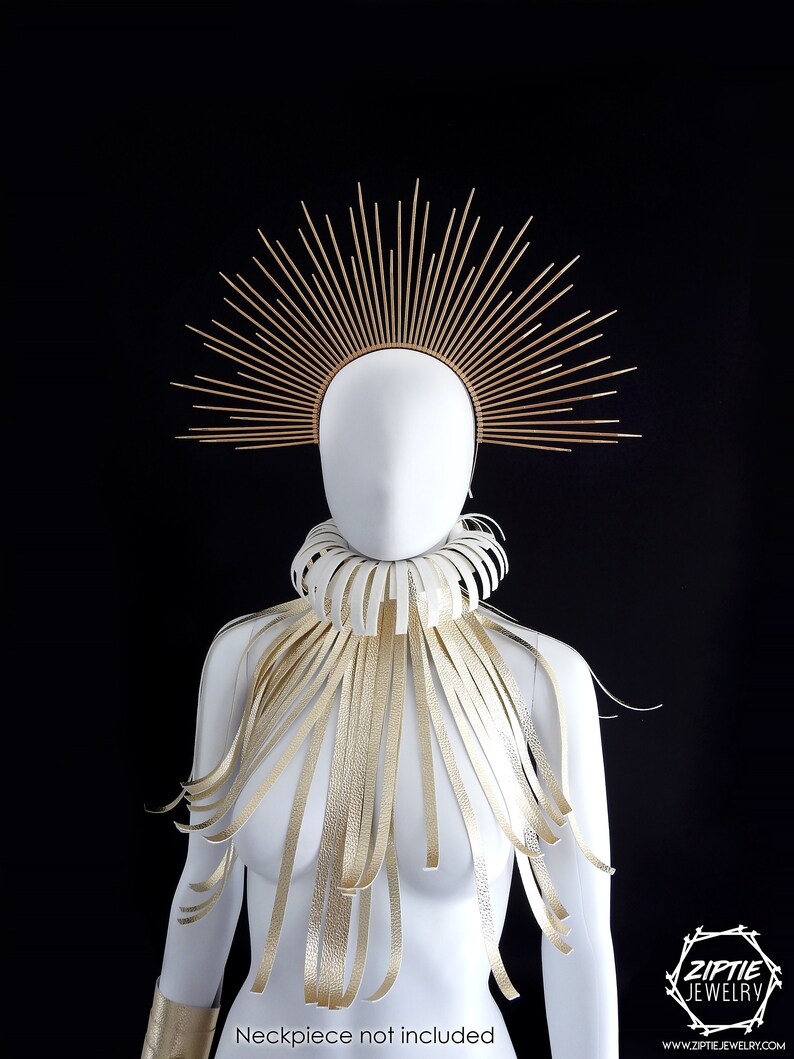 Spiked Gold Halo Crown / Zip Tie Spiked Headdress / Halo Gold Headpiece ...