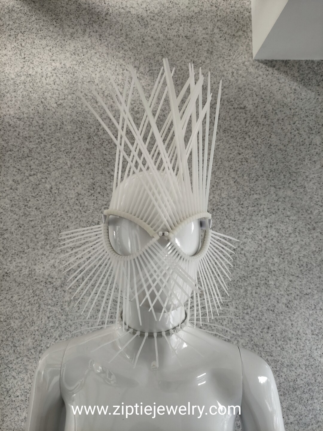 White Zip Tie Mask & White Spike Choker - Etsy