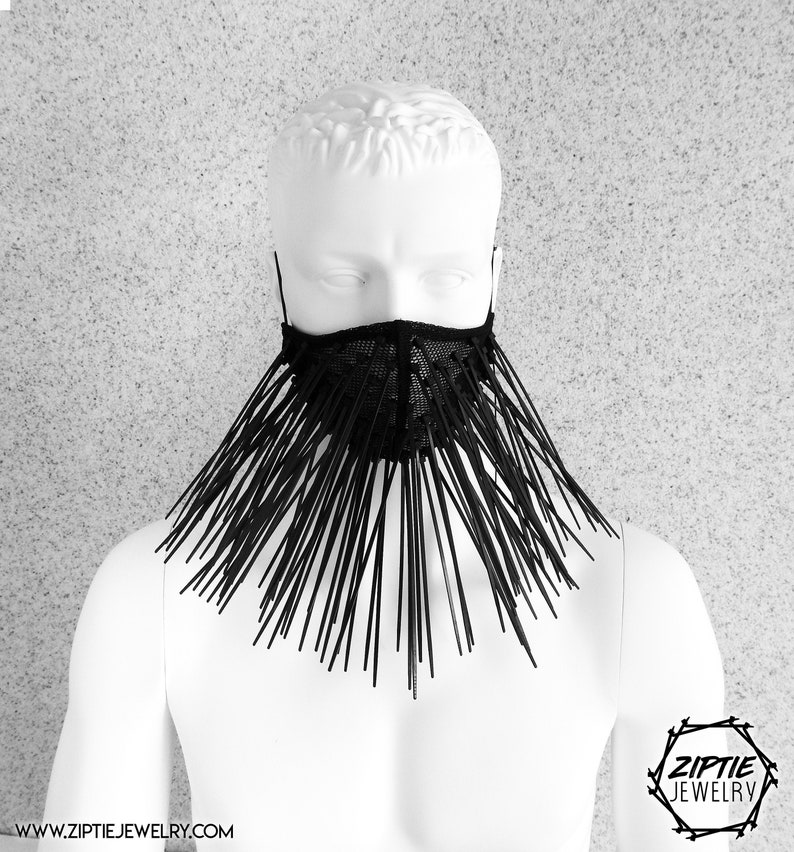 Black Spike Mask /zip Tie Super Breathable Spike Mask - Etsy