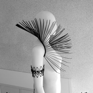 Spike Shoulder Wrap / Black Shoulder Piece / Black Spike Costume / Zip ...