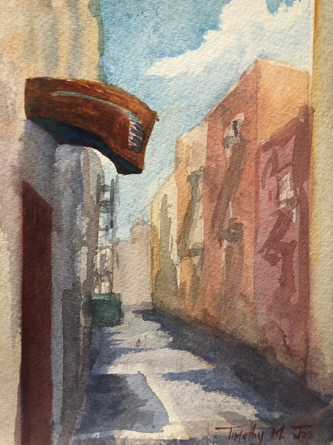Watercolor Alley Painting Original Watercolor on Paper City | Etsy