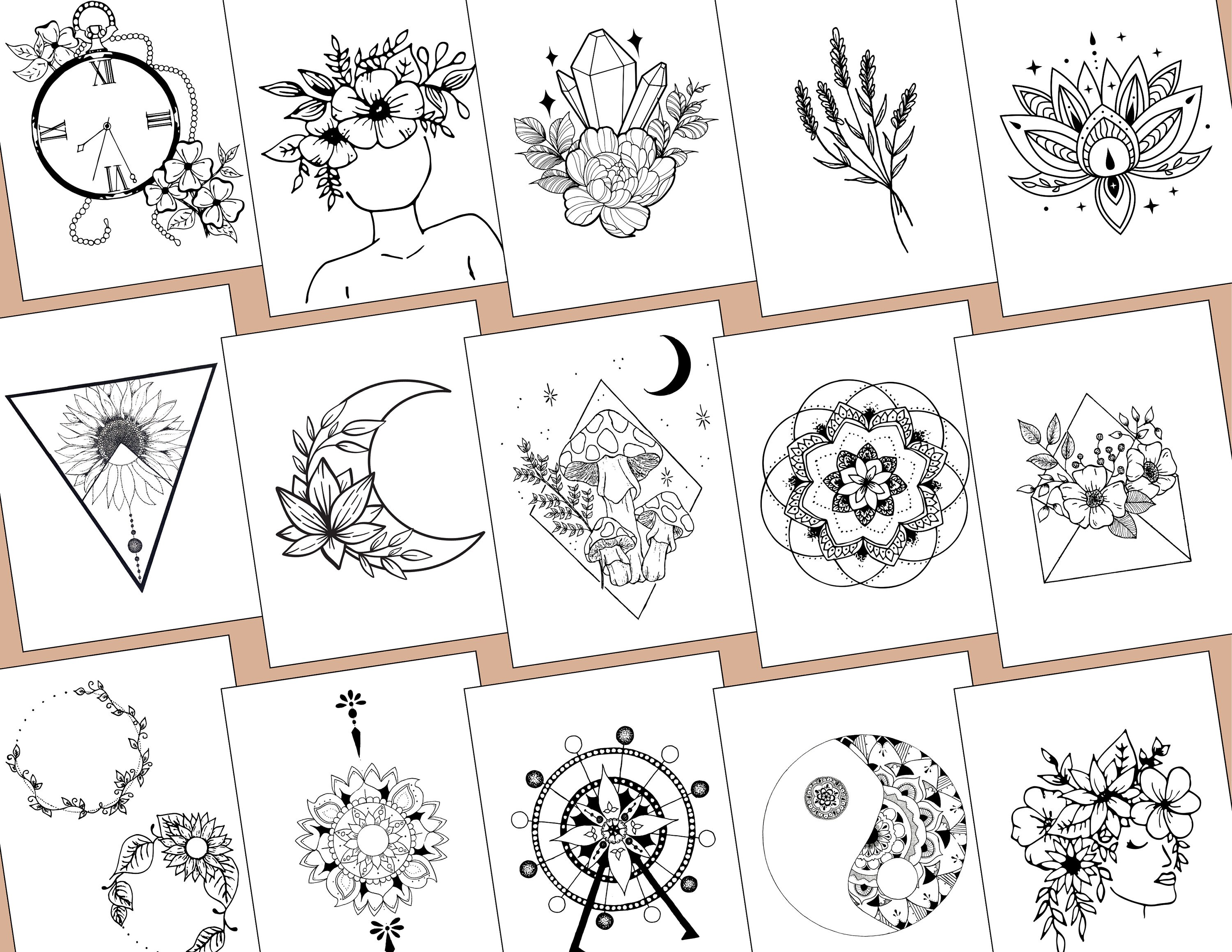 Minimalist Floral Coloring Pages for Adults: Digital Coloring Book ...