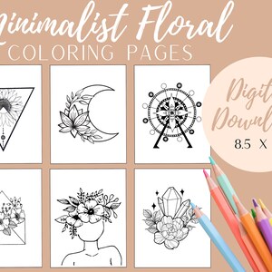 Minimalist Floral Coloring Pages for Adults: Digital Coloring Book ...