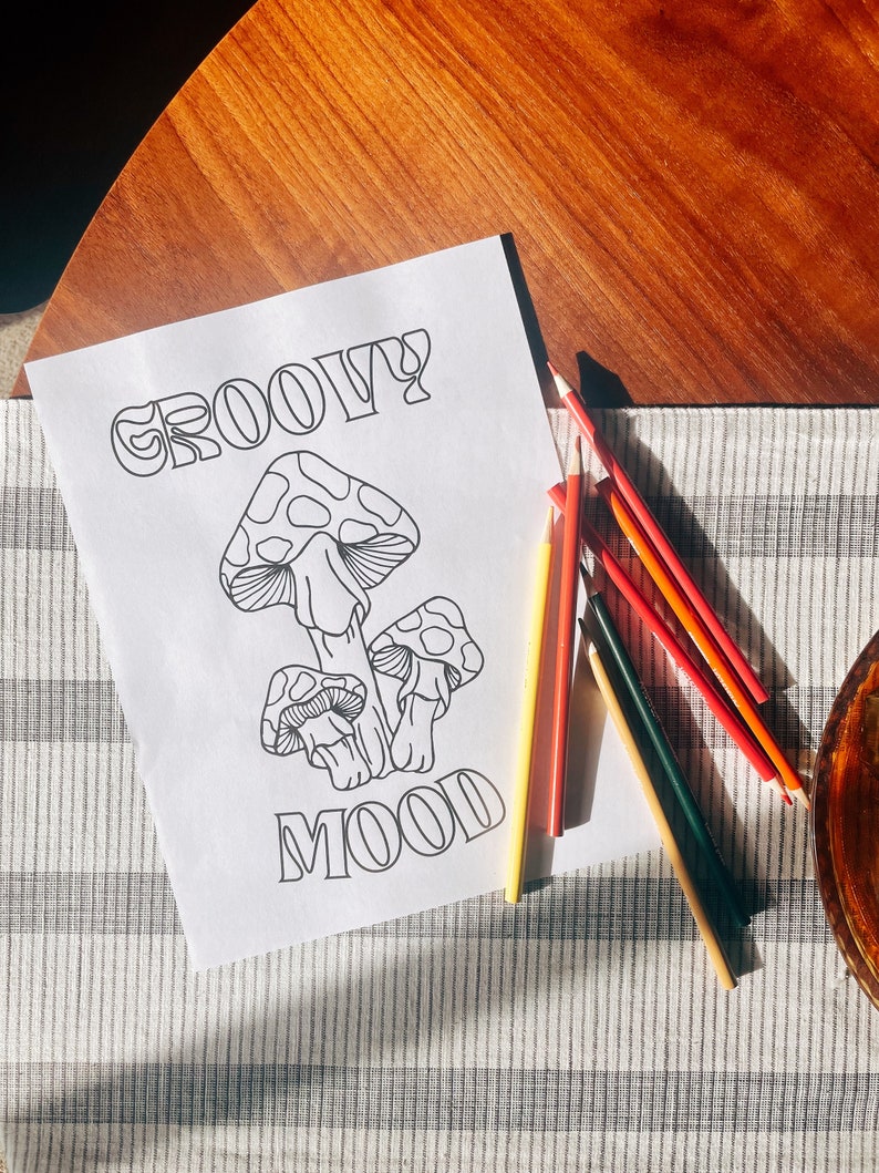 Minimalist Groovy Coloring Pages for Adults: Digital Coloring Book ...