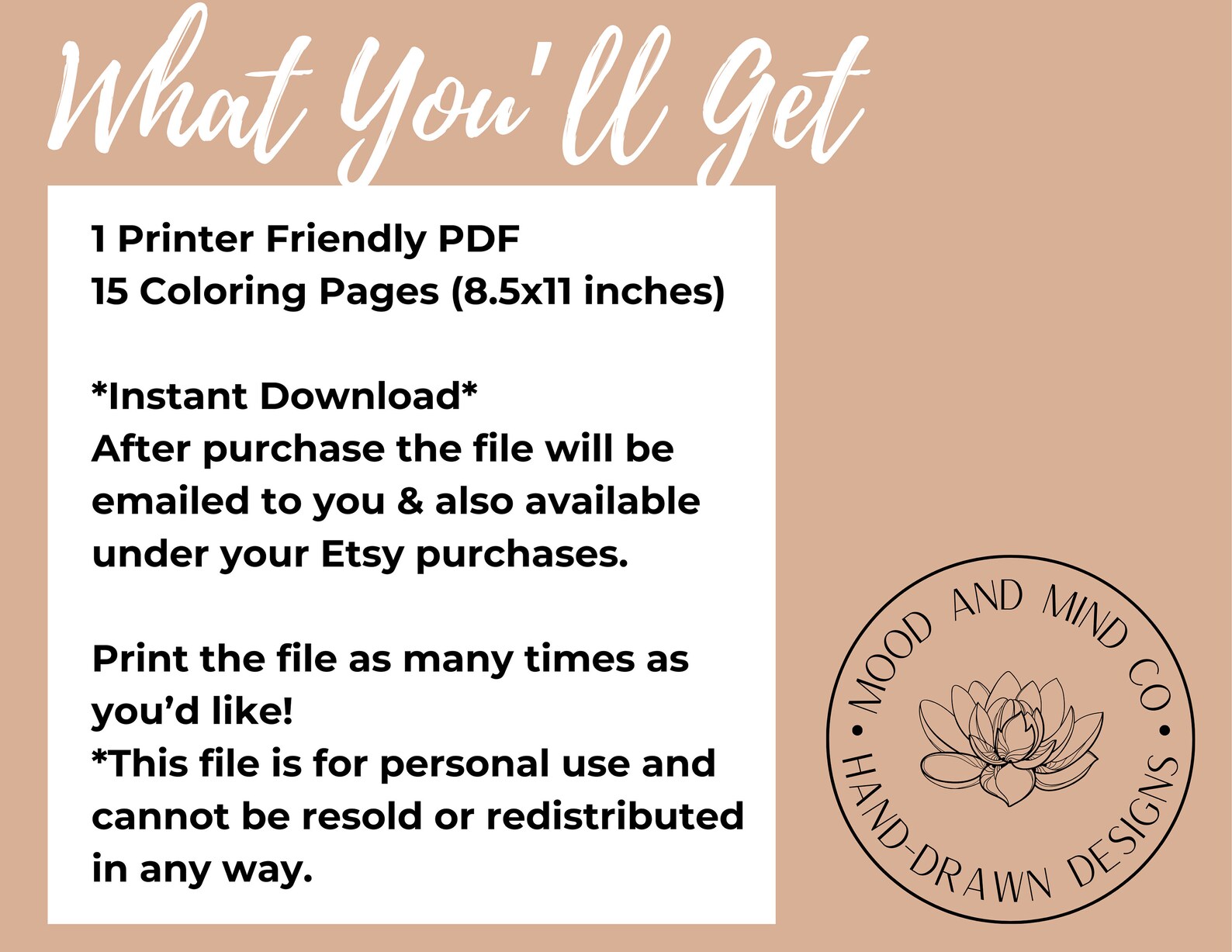 Minimalist Floral Coloring Pages for Adults: Digital Coloring Book ...