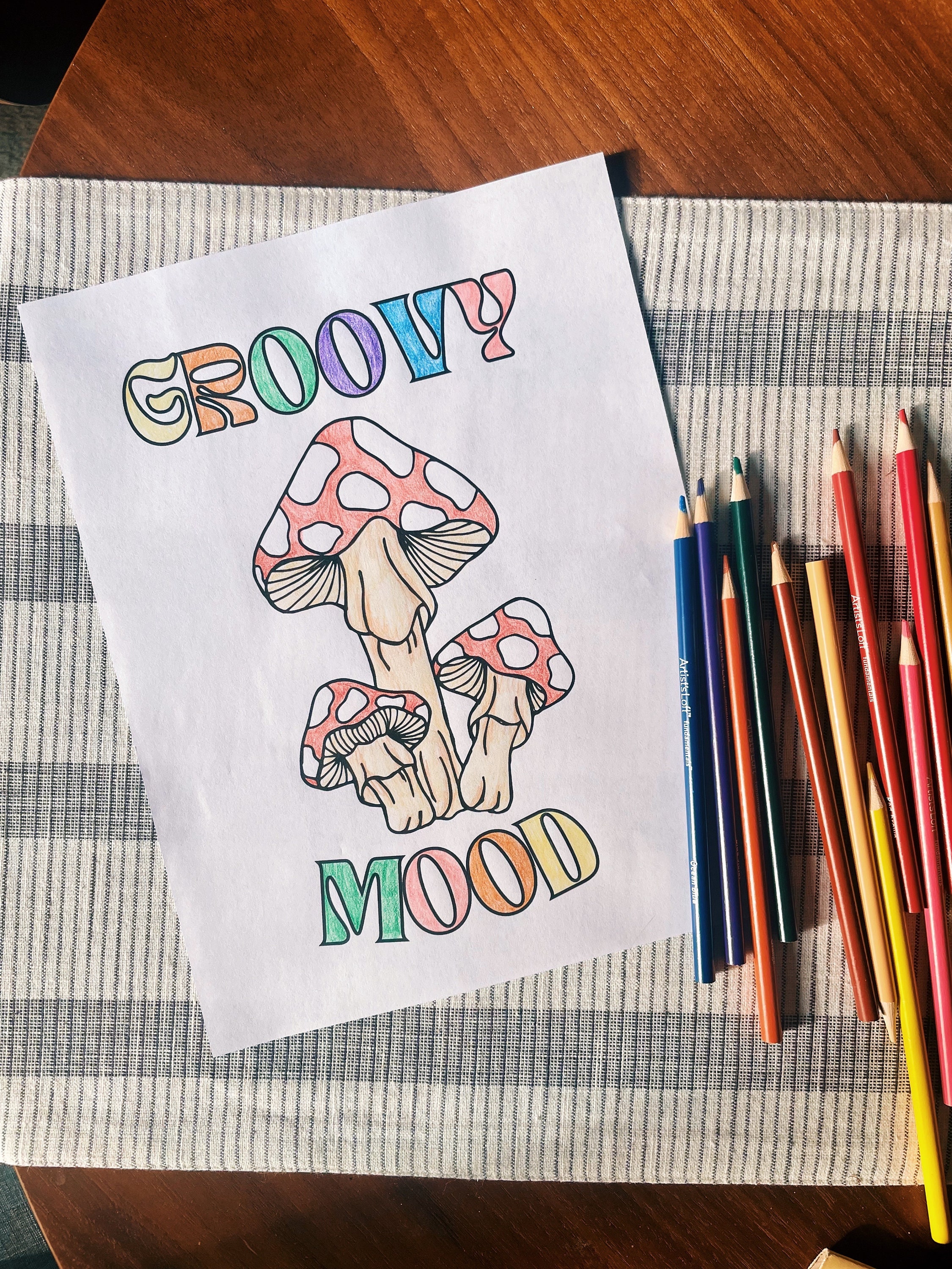 Minimalist Groovy Coloring Pages for Adults: Digital Coloring Book ...