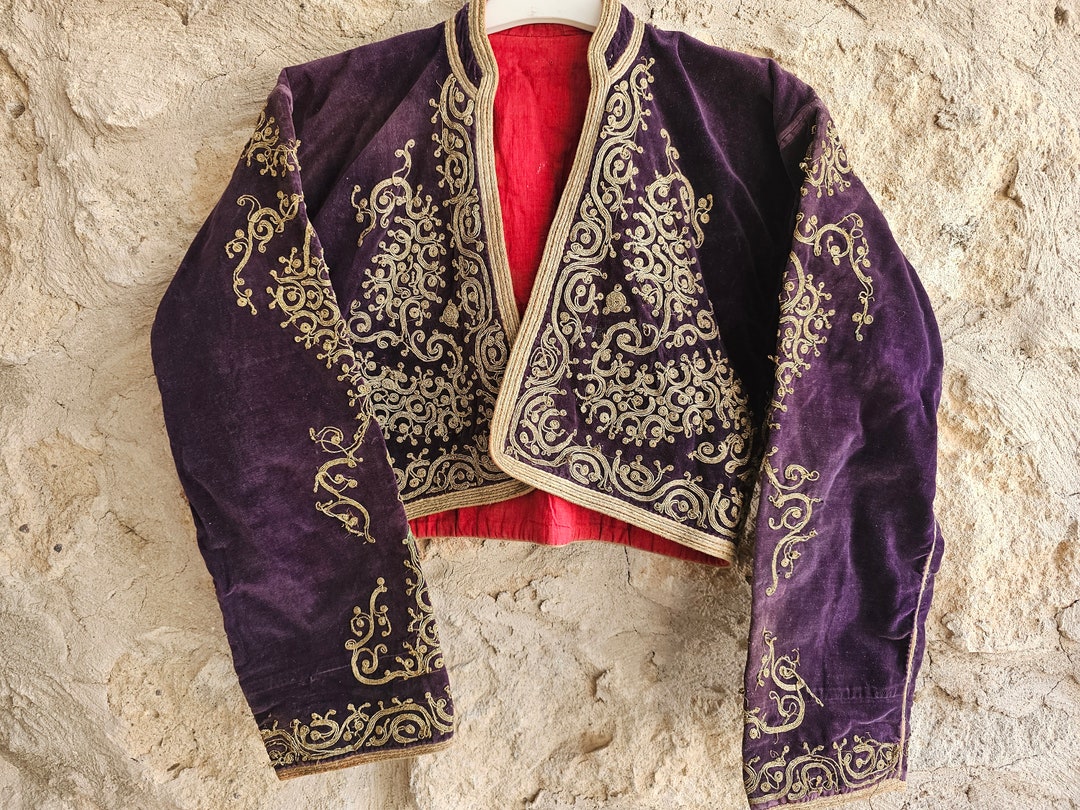 Antique Turkish Jacket,golden Glitter Embroidery,purple Velvet, Antique ...
