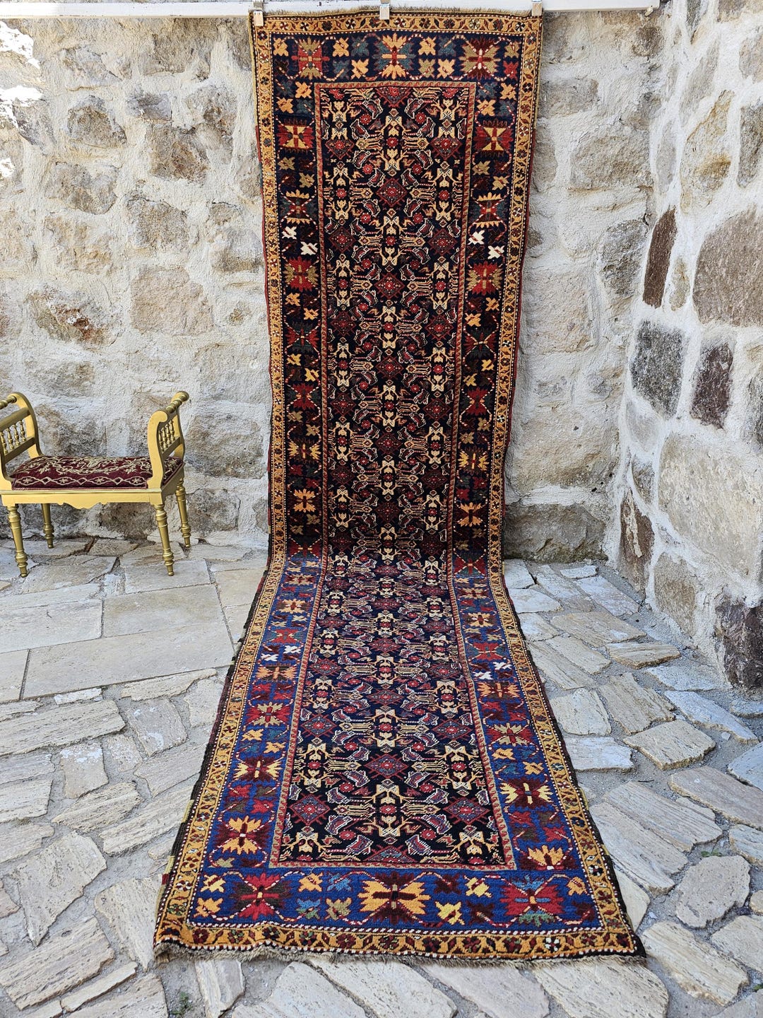 Traditional Azerbaijan Antique Runner Rug,handmade Karabag Carpet ...
