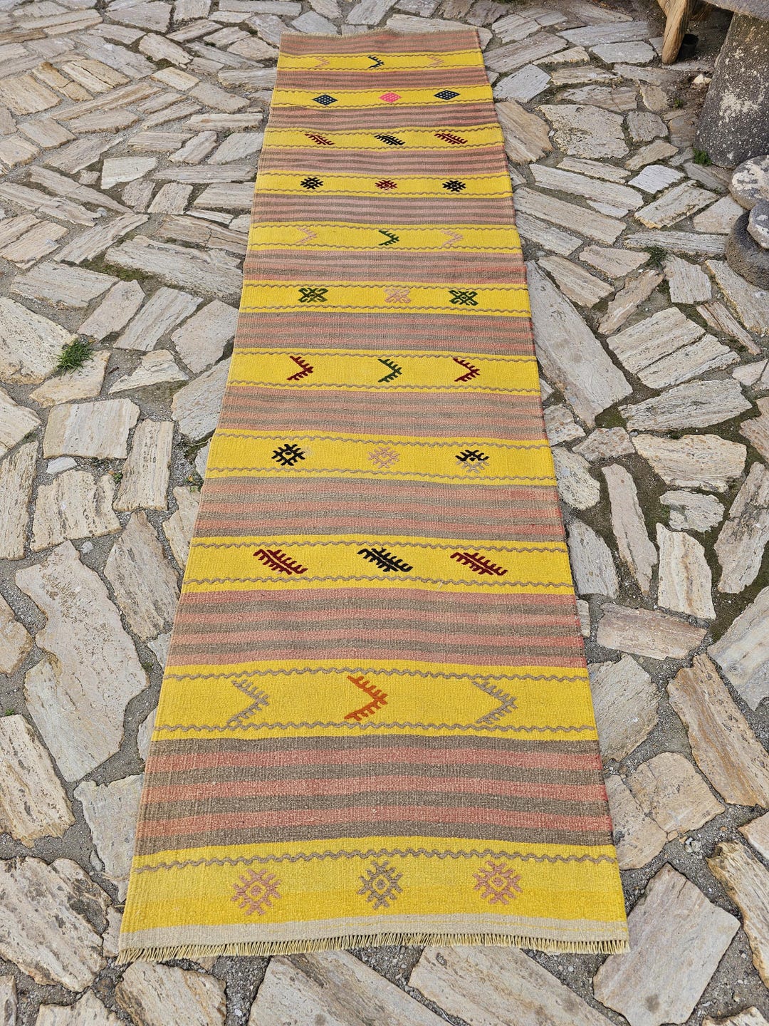 Vintage Striped Yellow Runner Rug,handwoven Turkish Hallway Rug!3695 - Etsy