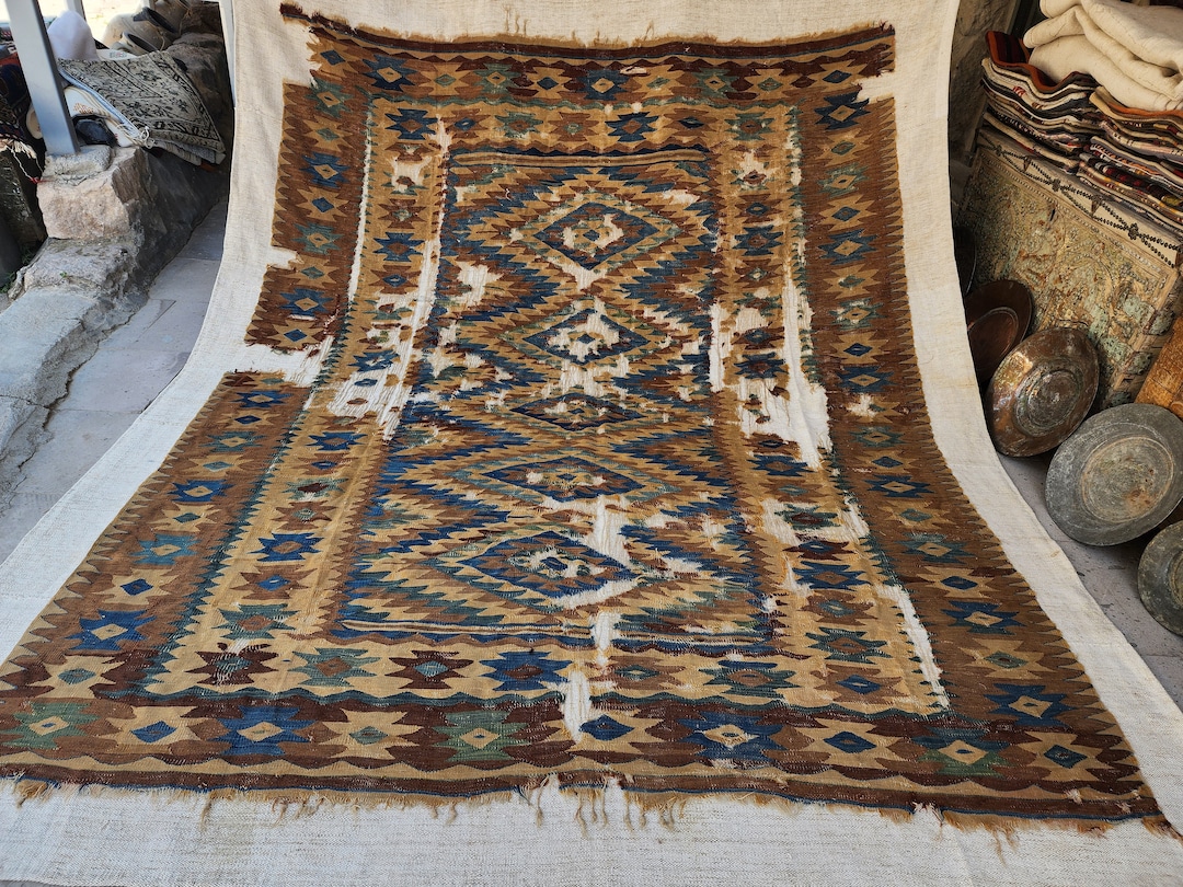 19th Century Antique Balkans Rug Handwoven Manastır Kilim, Antique Rug ...