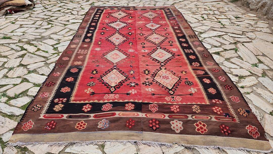Hand Weaving Turkish Cappadocia Rug Turkish Anatolian Vintage Kilim ...