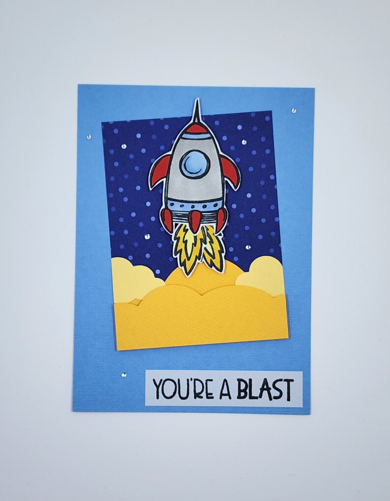 You're a Blast Rocket Ship Birthday Card Boy's - Etsy