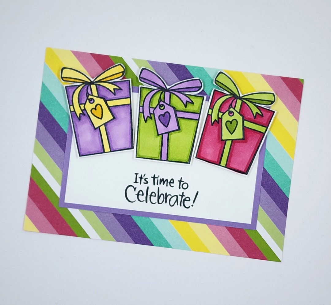 Celebrate Card Bright Birthday Card Handmade Birthday Card Girls ...