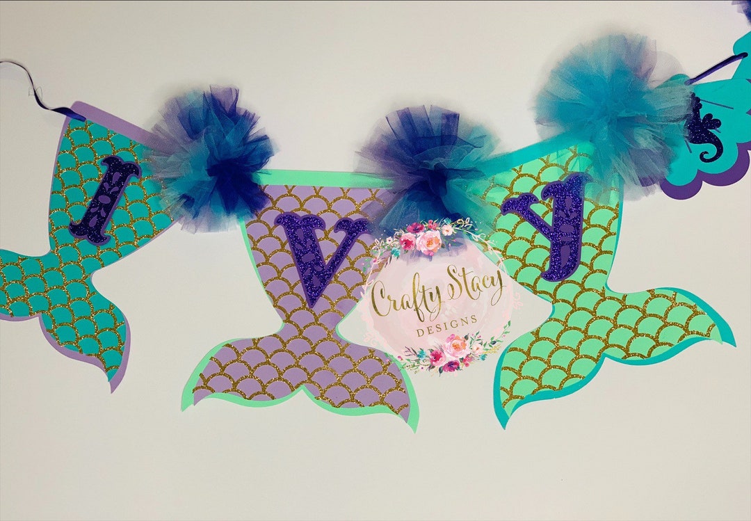 Large Mermaid Banner, Mermaid Banner, Mermaid Tail Banner, Little ...